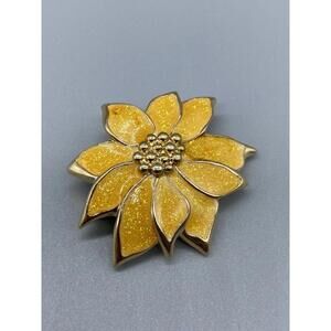 Avon | Jewelry | Vintage Avon Gold Tone Orange Sparkle Enamel Flower ...